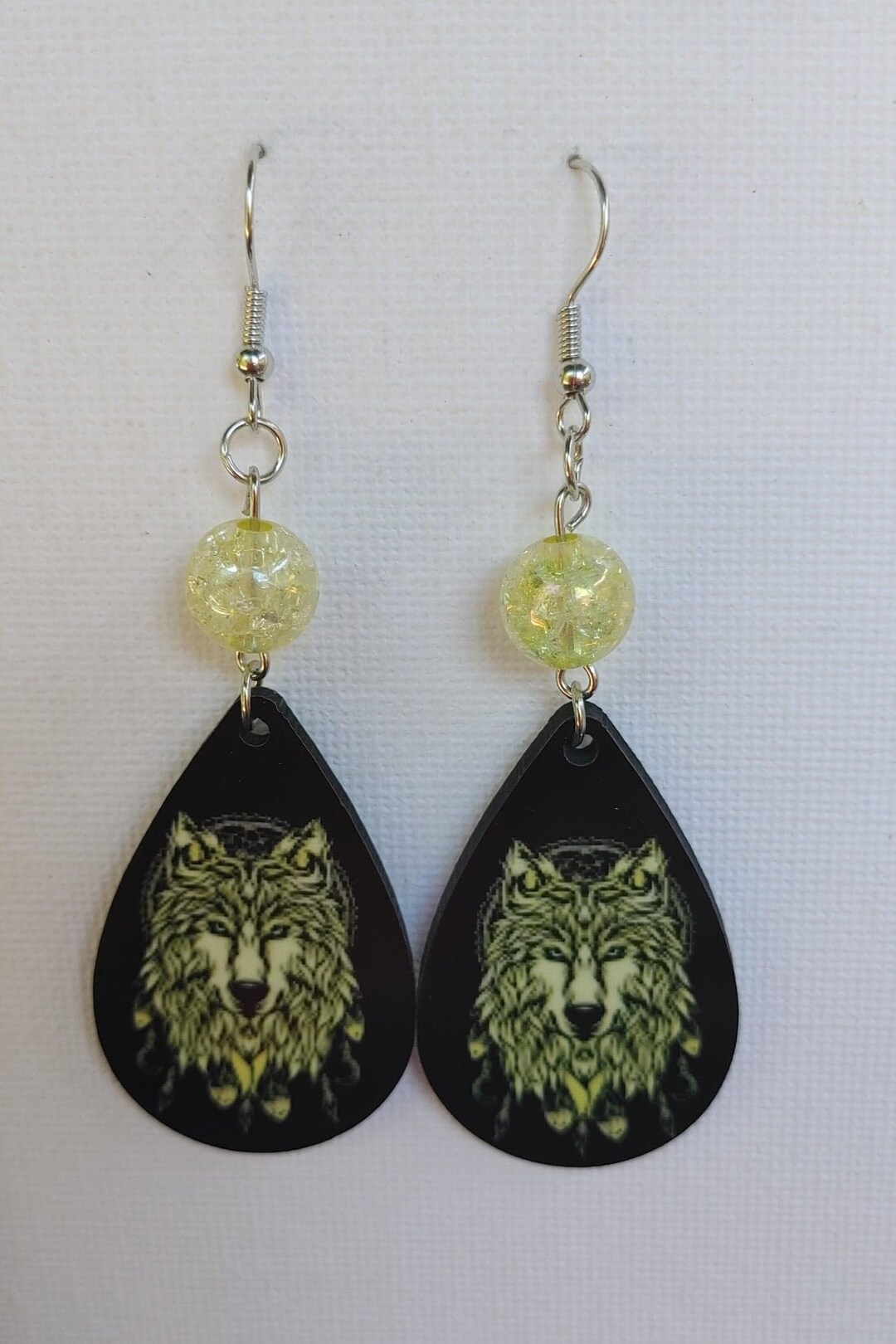 Wolf Teardrop Earrings Wolf animal Fashion Earring Glass Stone Spirit ...