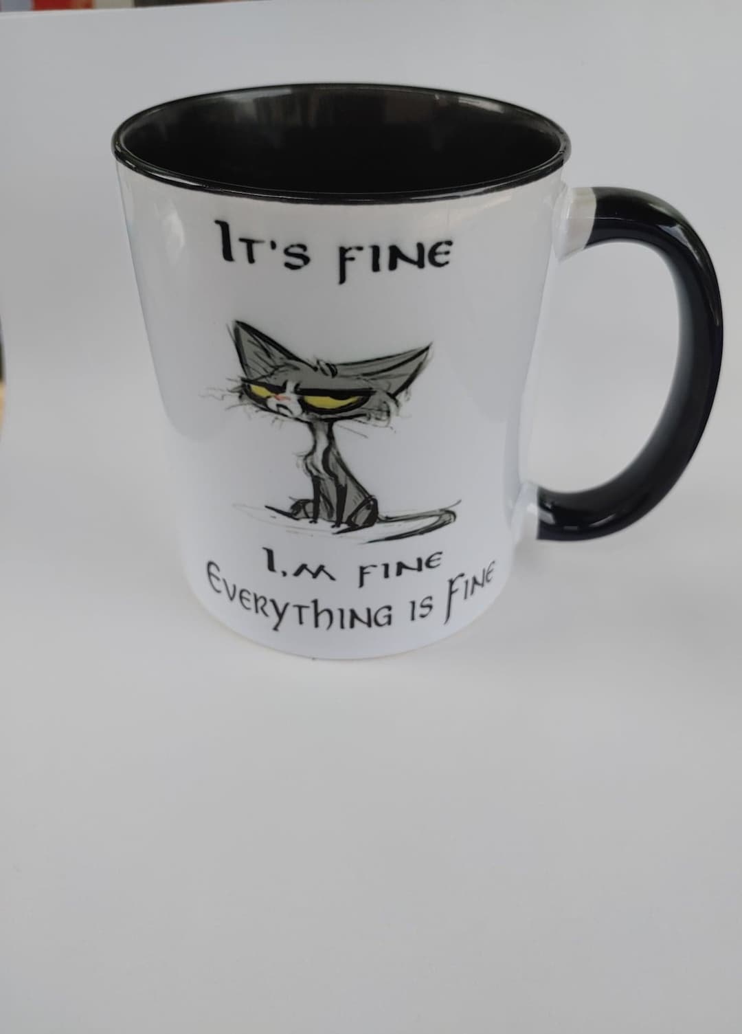 Humorous Cat Cup Everything is Fine Cup Coworker Gift Cup Its Fine Cup ...