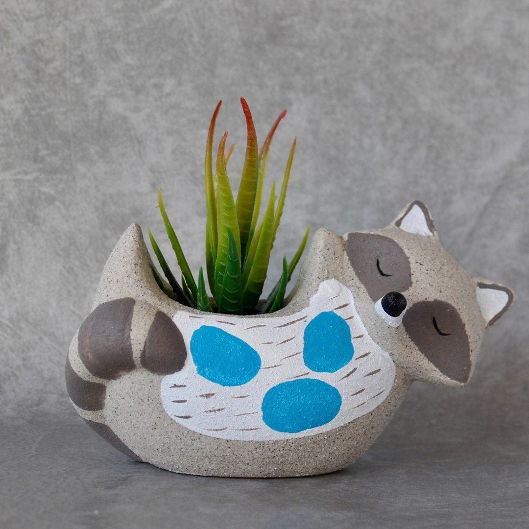 Blue and White Fox Pot Planter Fox Planter Fox Succulent Planter ...
