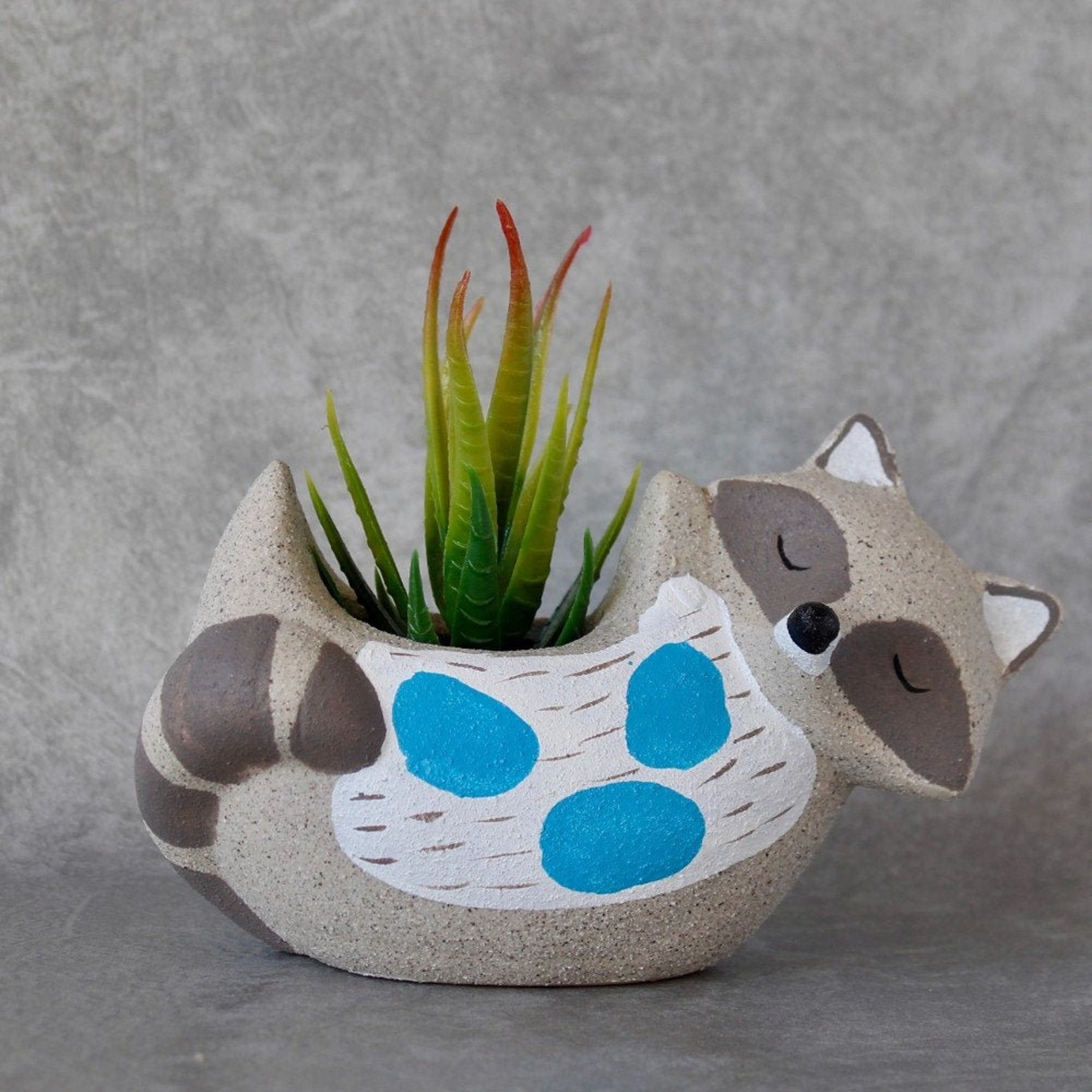 Blue and White Fox Pot Planter Fox Planter Fox Succulent | Etsy