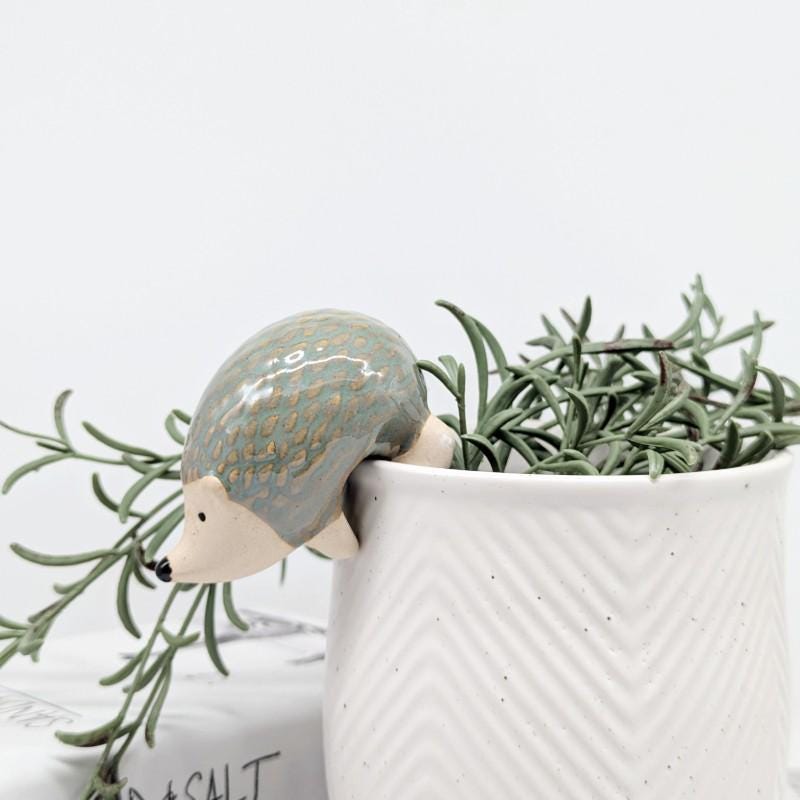 Grey Ceramic Hedgehog Pot Hanger: Garden Decor - Etsy Australia
