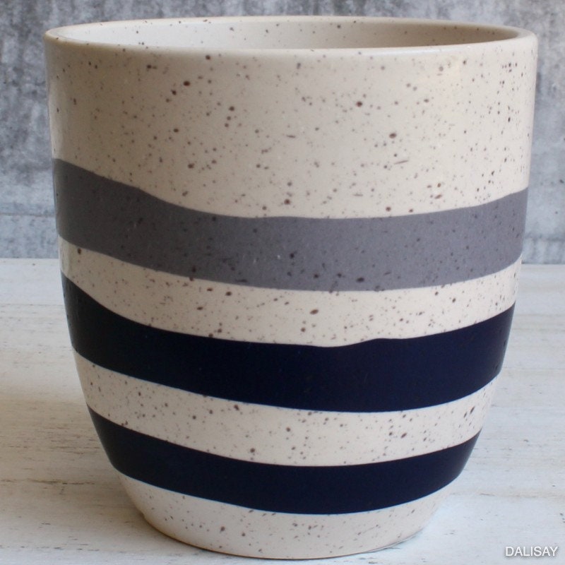 Navy Blue Stripes Planter Pot 12cm - Etsy