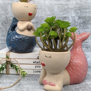 Pink Sea Mermaid Planter Pot, 14cm | Mermaid Decor | Mermaid Gifts ...