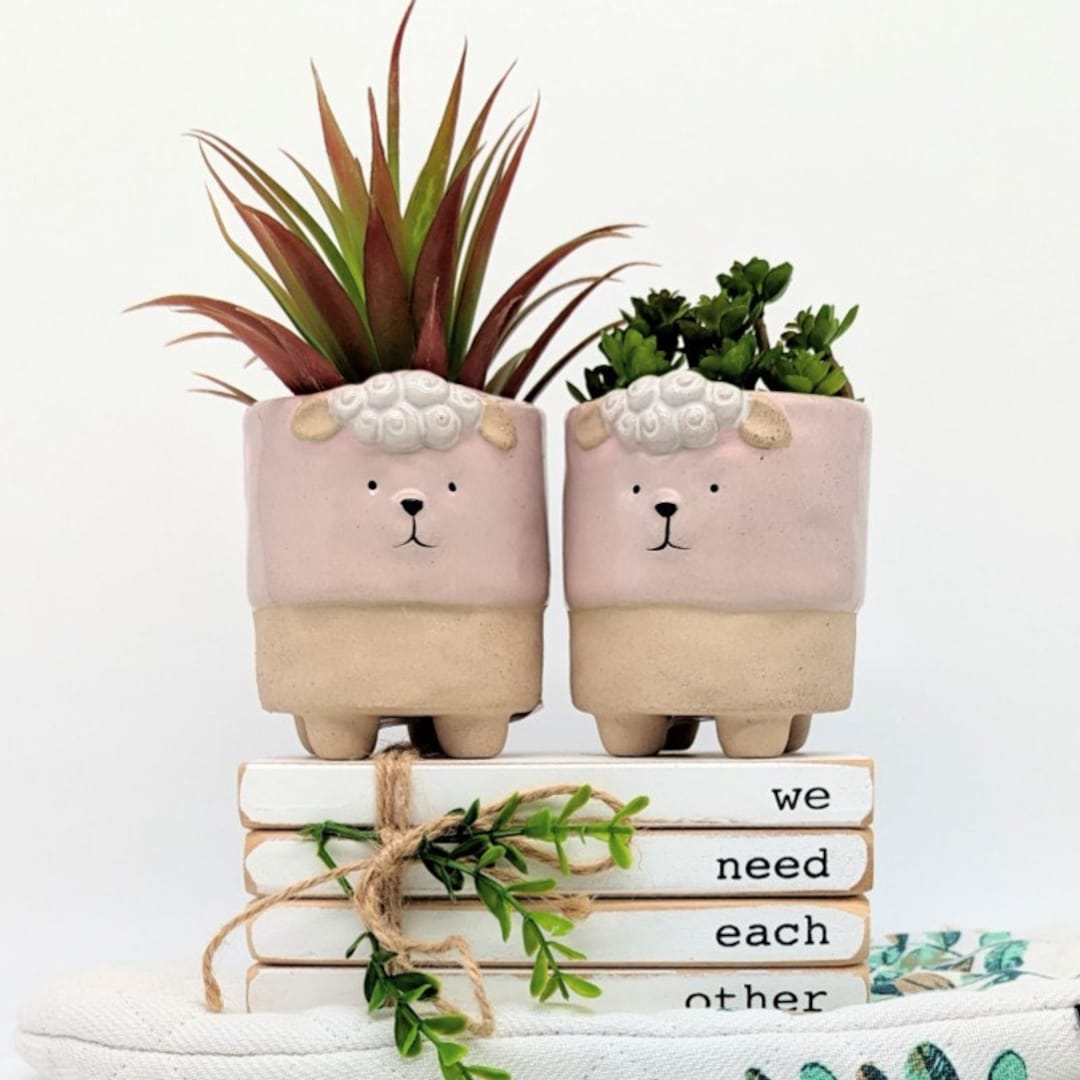 Pink Sheep Planter Pot - Set of 2 - Etsy