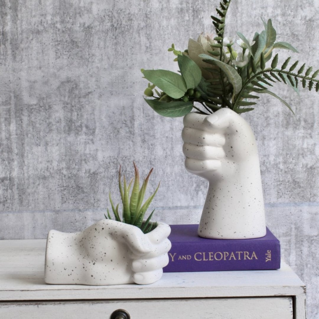 Hand Fist Ceramic Planter Pot Vase Fist Planter Fist Vase Clenched Fist ...