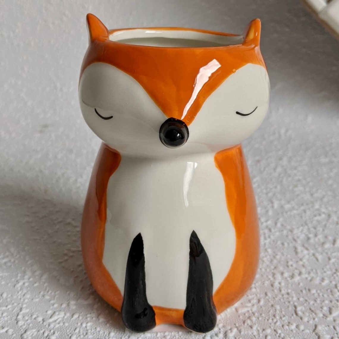 White Orange Ceramic Fox Pot Planter Fox Planter Fox | Etsy