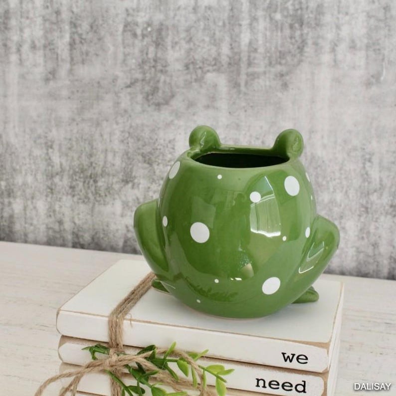Green Happy Frog Planter Pot - Etsy