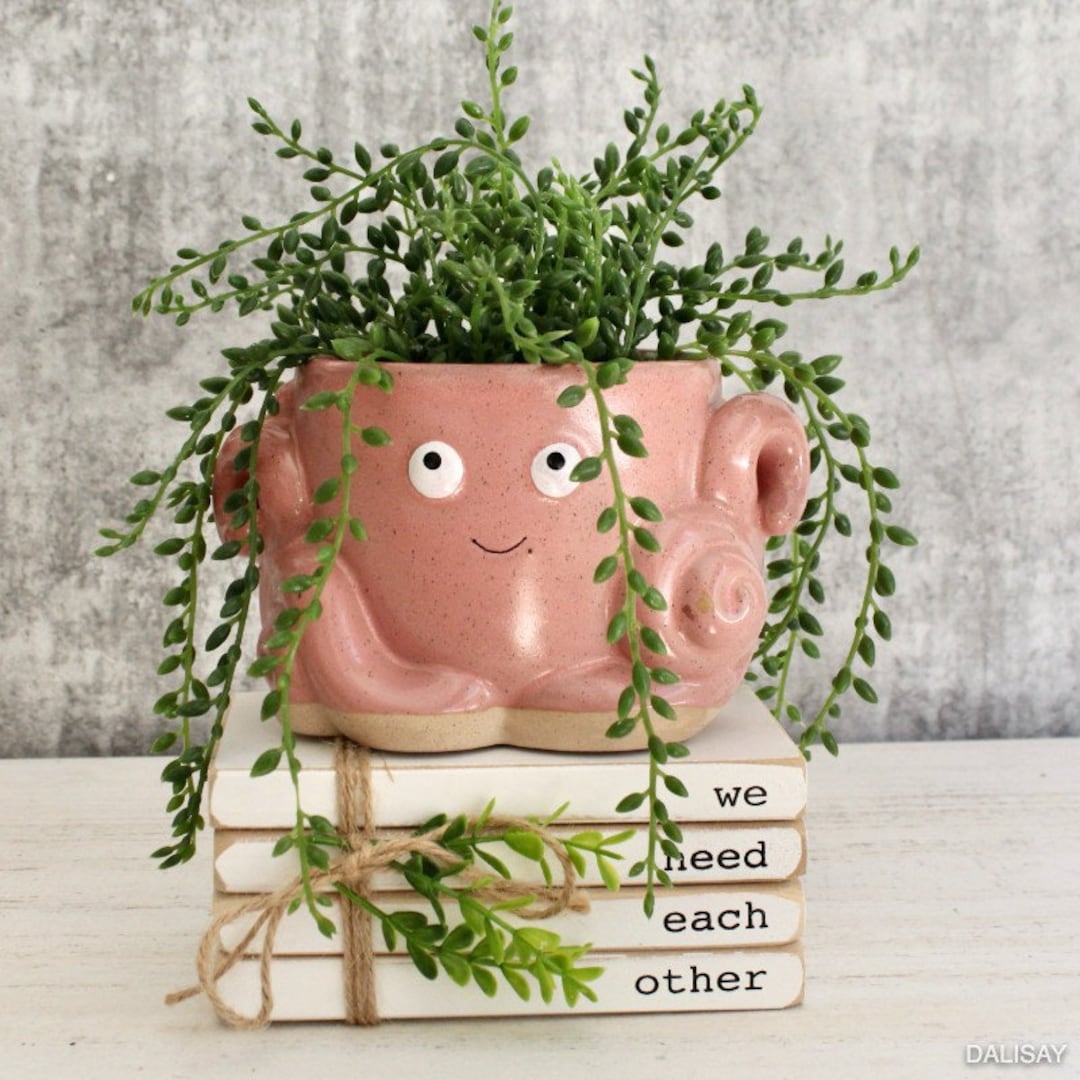 Pink Happy Octopus Planter Pot | Octopus Gifts | Succulent Planter ...