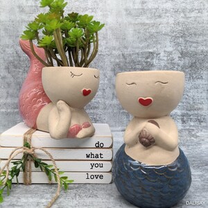 Pink Sea Mermaid Planter Pot, 14cm | Mermaid Decor | Mermaid Gifts ...