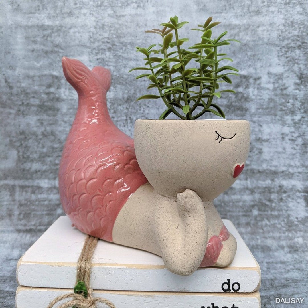 Pink Sea Mermaid Planter Pot, 14cm | Mermaid Decor | Mermaid Gifts ...