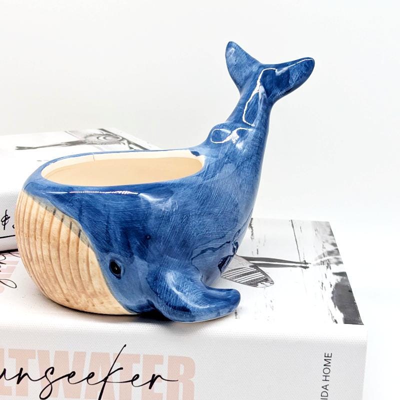 Happy Blue Whale Ceramic Planter Pot - Etsy