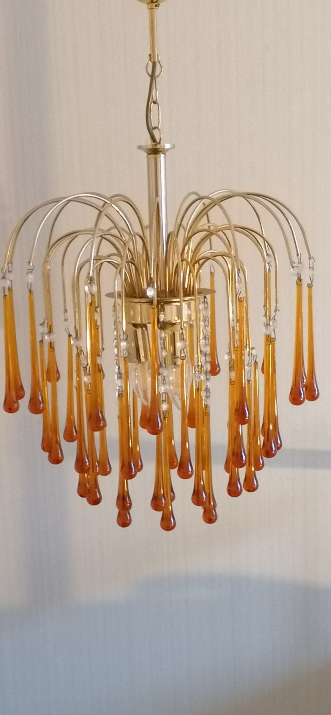 Chandelier With Amber Droplets in the Murano Style - Etsy