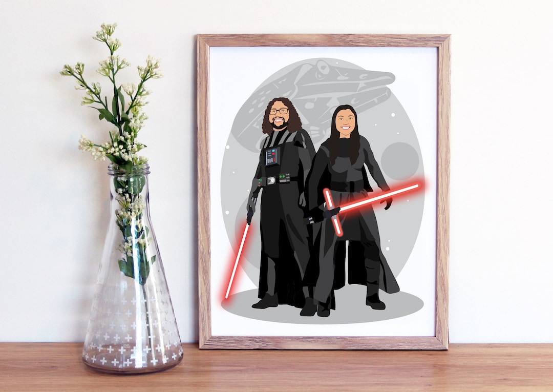 Custom Hand Drawn Couple Sith Lords Dark Jedi Star Wars Gift Jedi ...