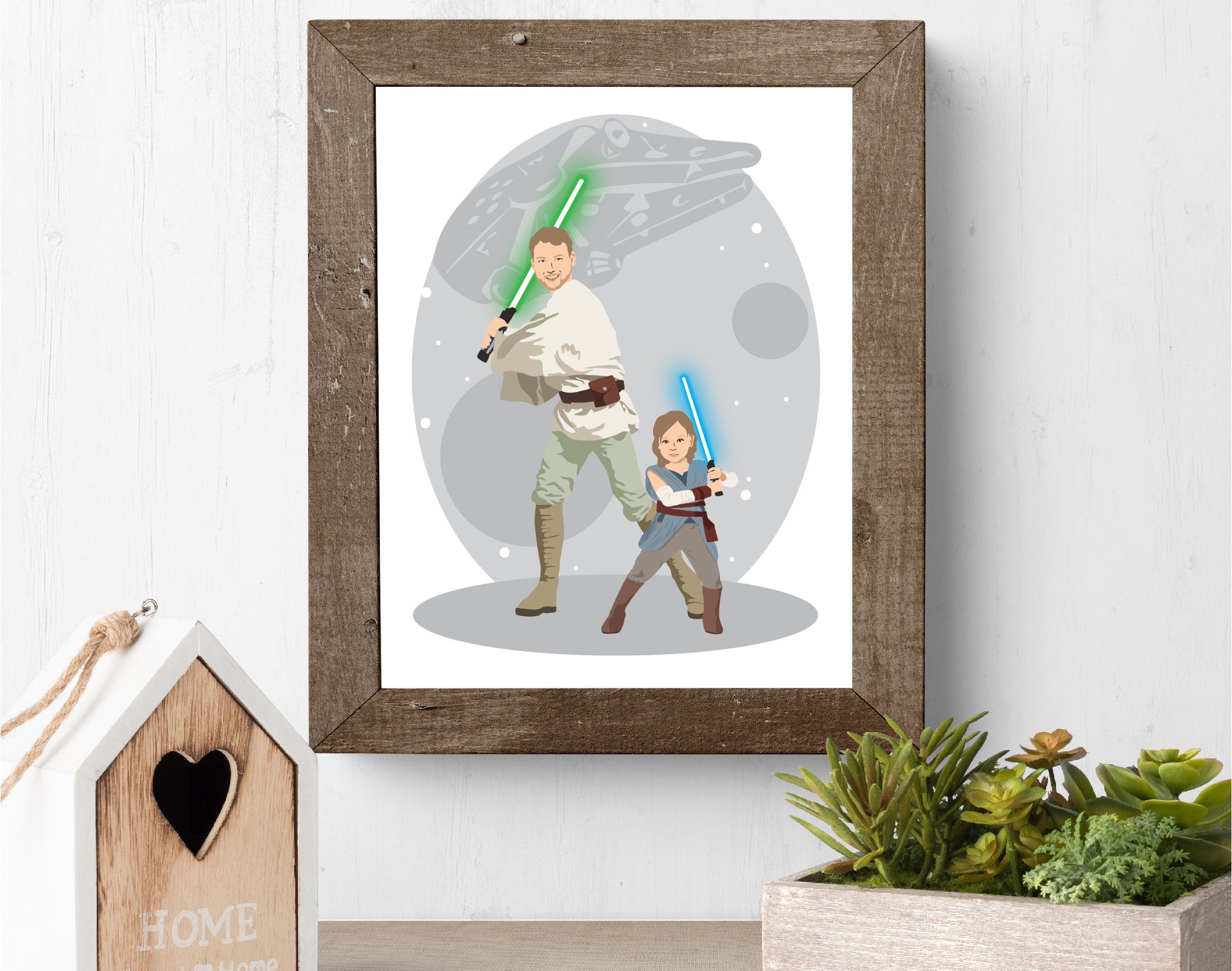 Custom Hand Drawn Father & Daughter / Son Portrait Star Wars | Etsy