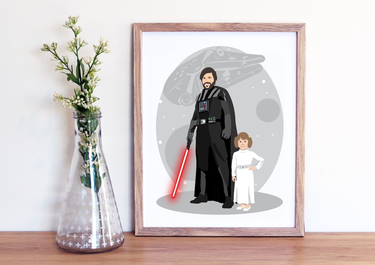 Custom Hand Drawn Father & Daughter / Son Portrait Star Wars | Etsy