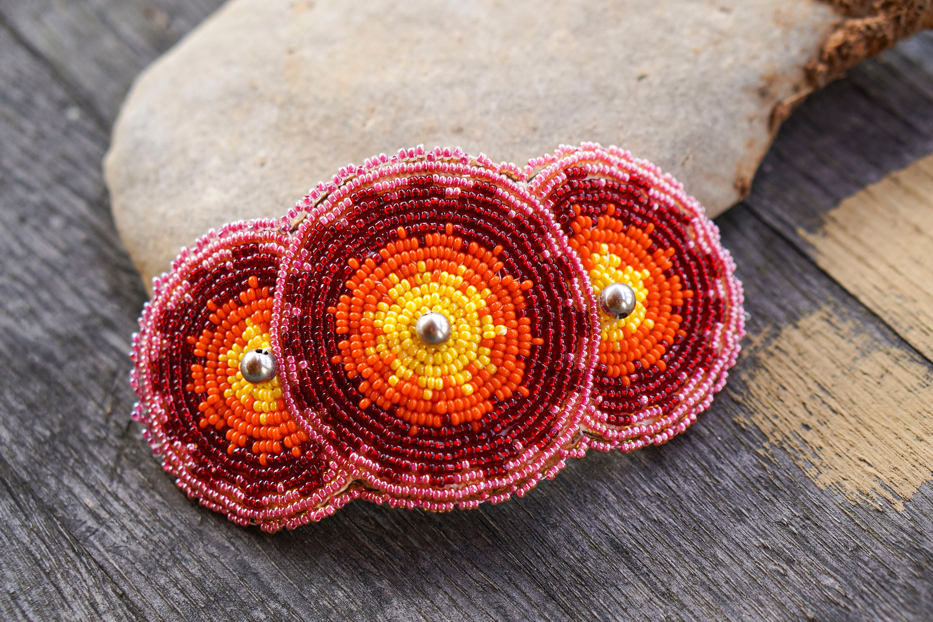 Three Moon Barrett Native Made Barrette Beaded Barrett - Etsy