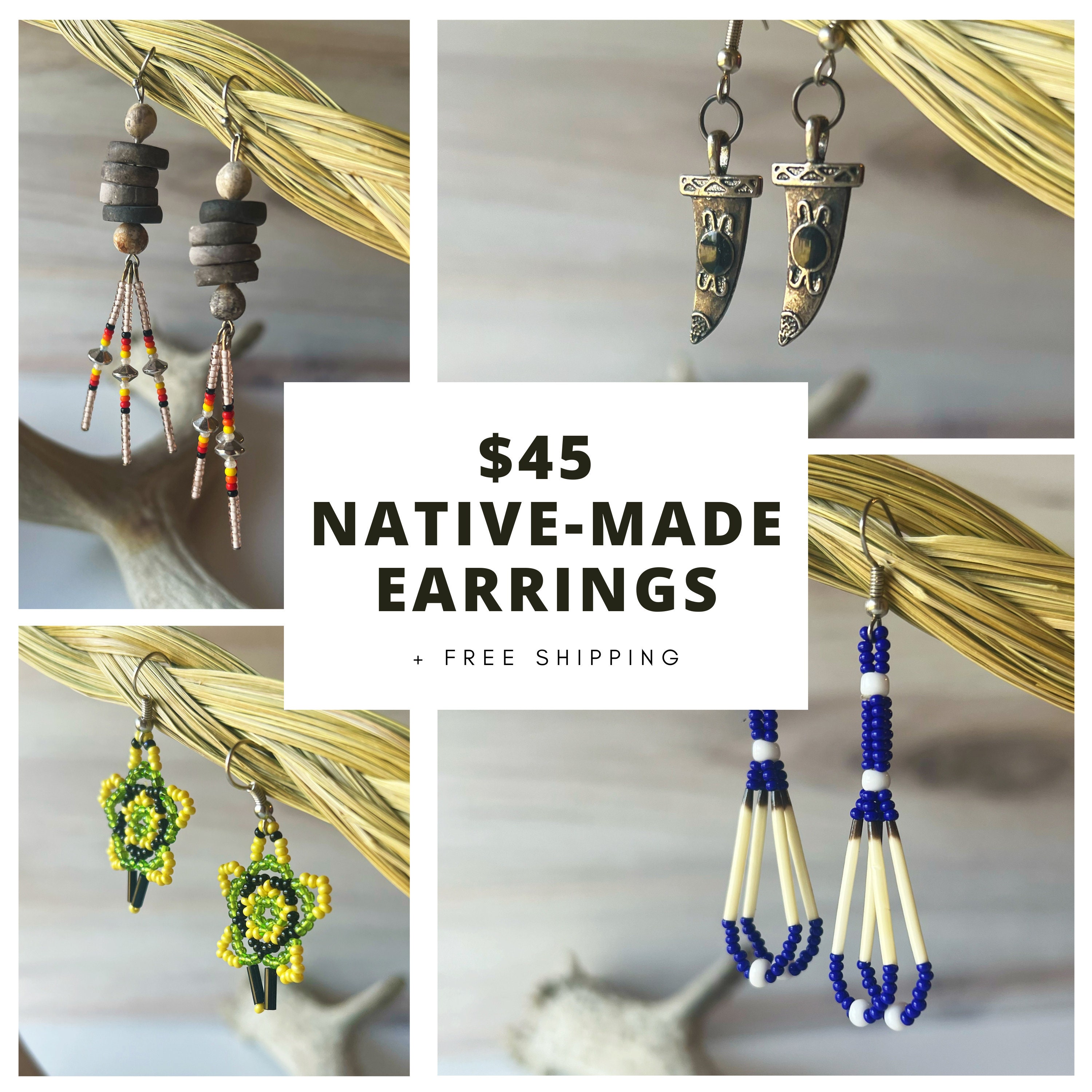 SacredWayTradingPost Native Made Earrings Indigenous Jewelry Beaded Earrings Unique Native made Earrings Gifts