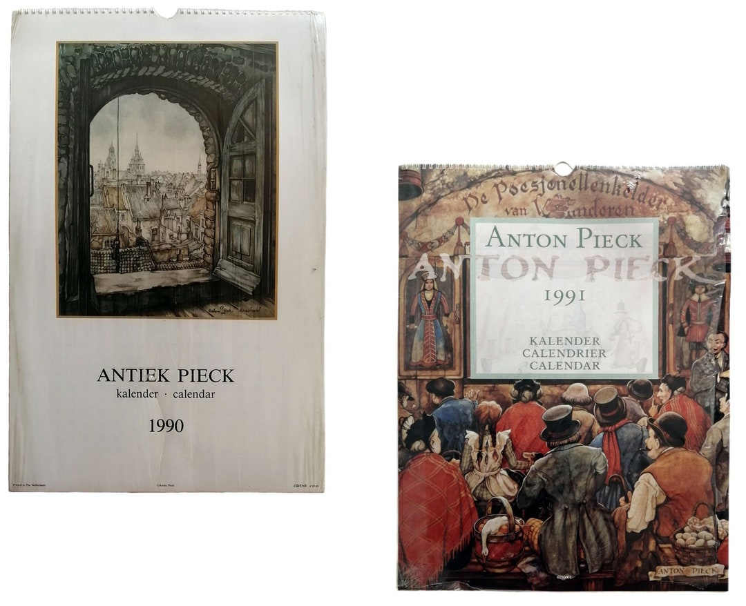 Set of Two Monthly Anton Pieck Vintage Calendars Pictures ...