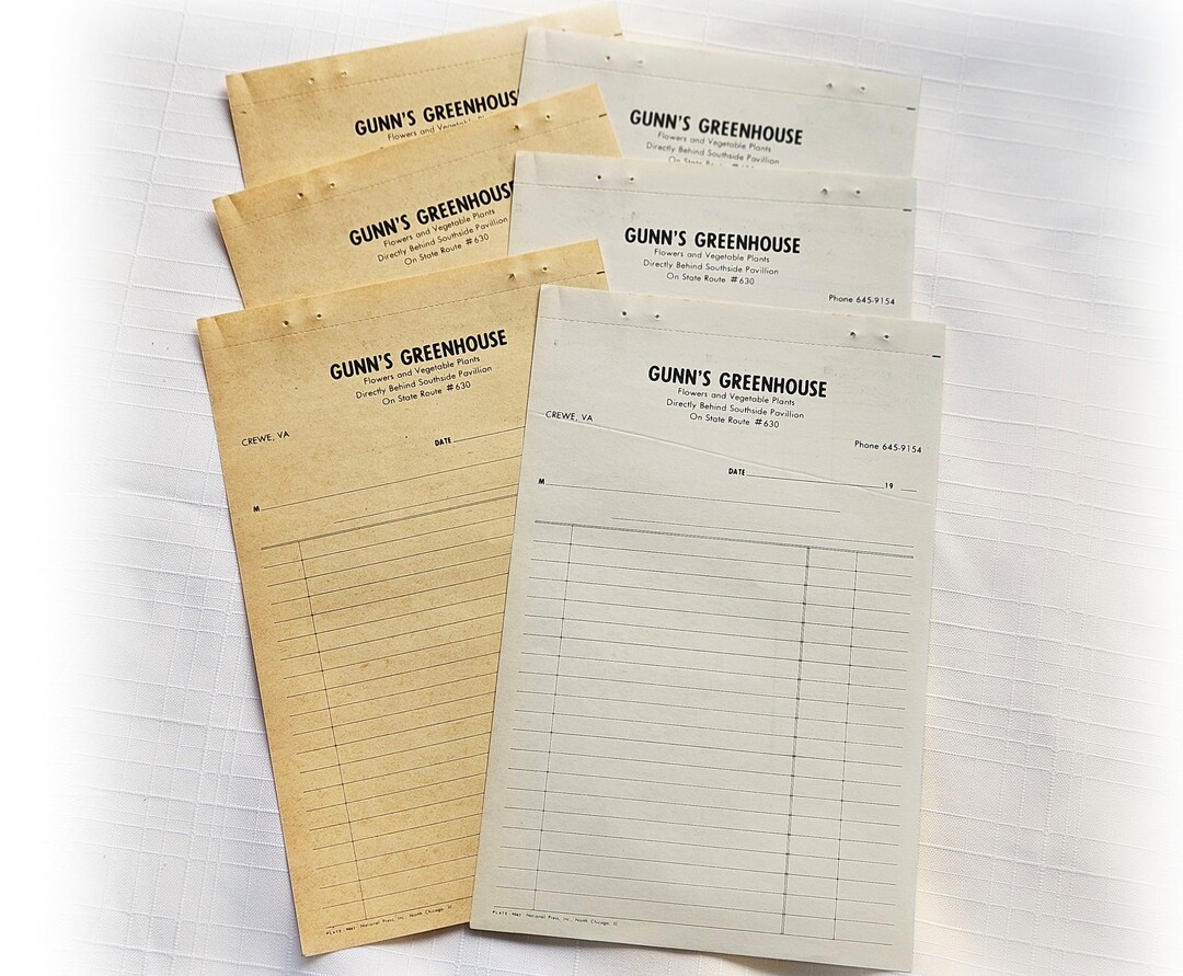 6 Vintage Greenhouse Receipt Order Sheets Phone Message Memo Ephemera ...