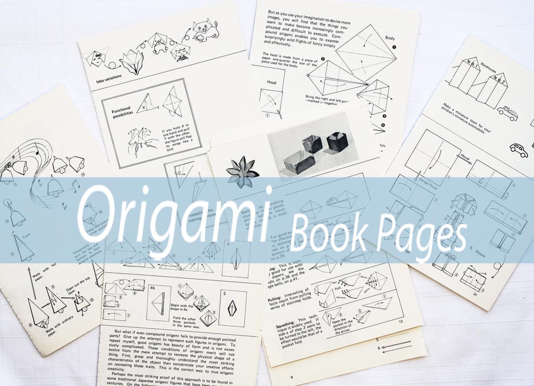 Vintage 1985 Origami Book Pages: Ephemera for Junk Journals - Etsy