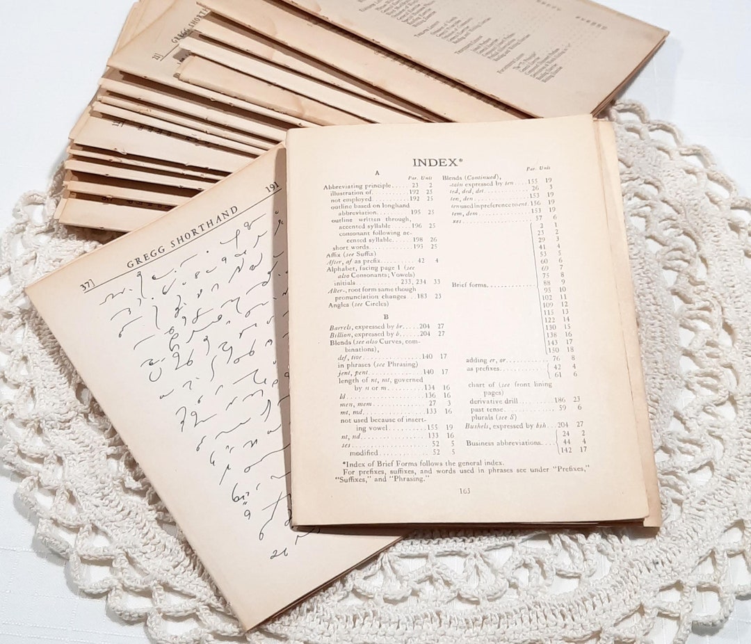 10 Vintage Gregg Shorthand Book Pages Dictionary and - Etsy