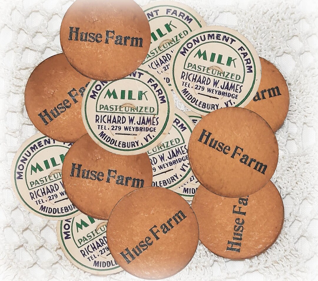 6 Vintage Milk Bottle Caps Paper Dairy Milk Bottle Caps Family Farm ...