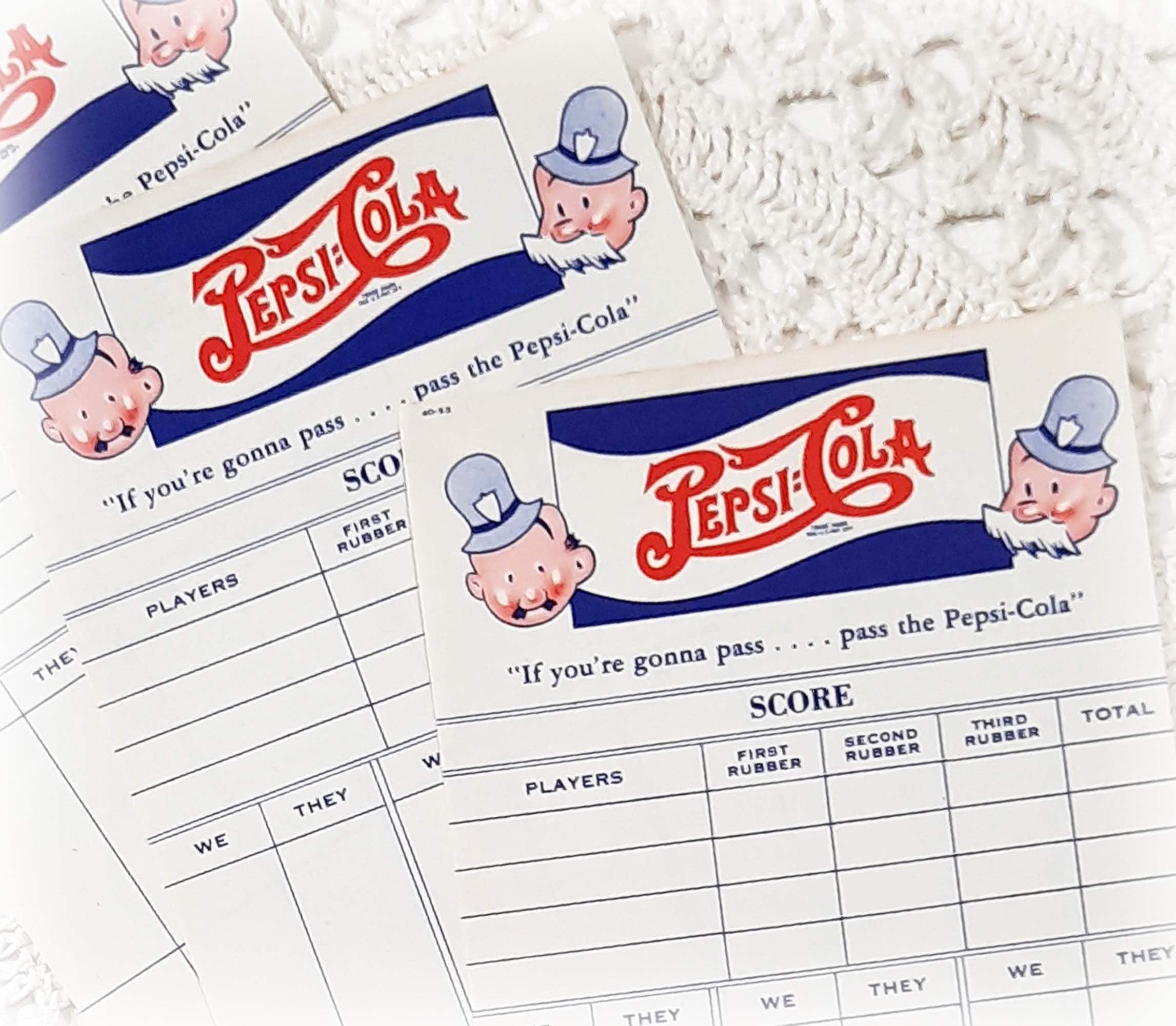 4 Vintage Pepsi Cola Bridge Score Sheets Pepsi and Pete 1940s - Etsy