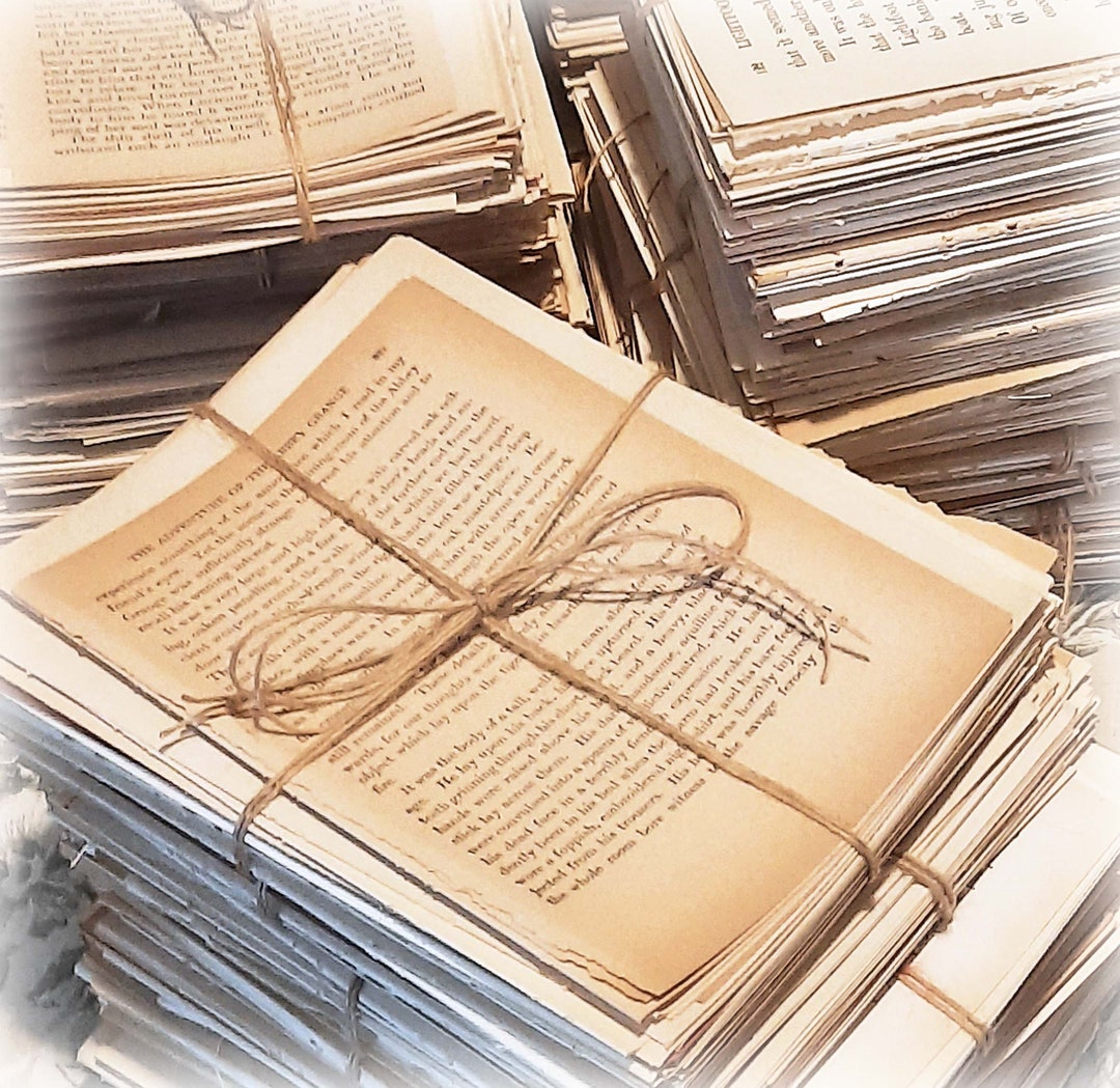 Vintage Book Page Bundle: 70+ Assorted Paper Ephemera Junk Journals ...