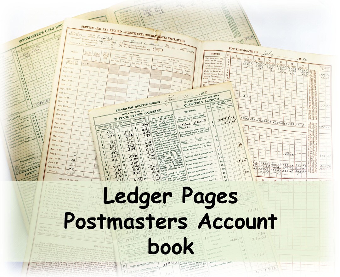 Vintage Ledger Pages: 1934-1957 Postmasters Account Ephemera - Etsy