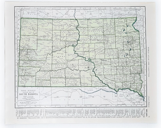 Vintage 1945 South Dakota & Texas Map Page: Collier's Atlas Print - Etsy