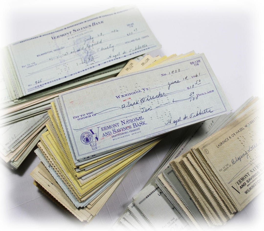 10 Vintage Cancelled Vermont Bank Checks: 1950s-60s Ephemera - Etsy
