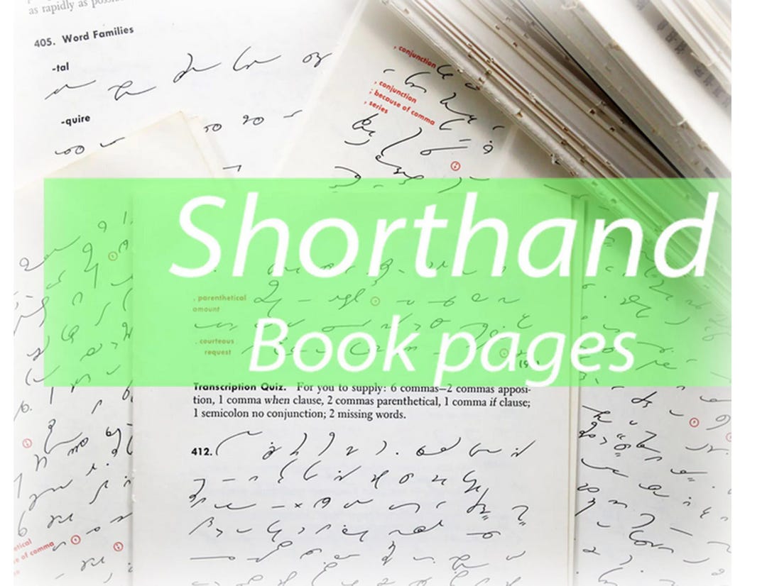 10 Vintage Gregg Shorthand Book Pages Paper Supply Ephemera Junk ...