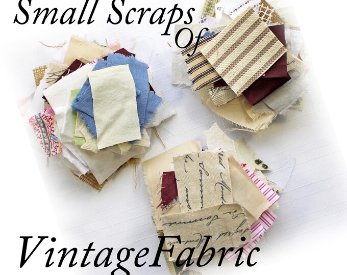 Mixed 75 Pc Vintage Fabric Scraps Bundle Grab Bag Cuts Embellishments ...