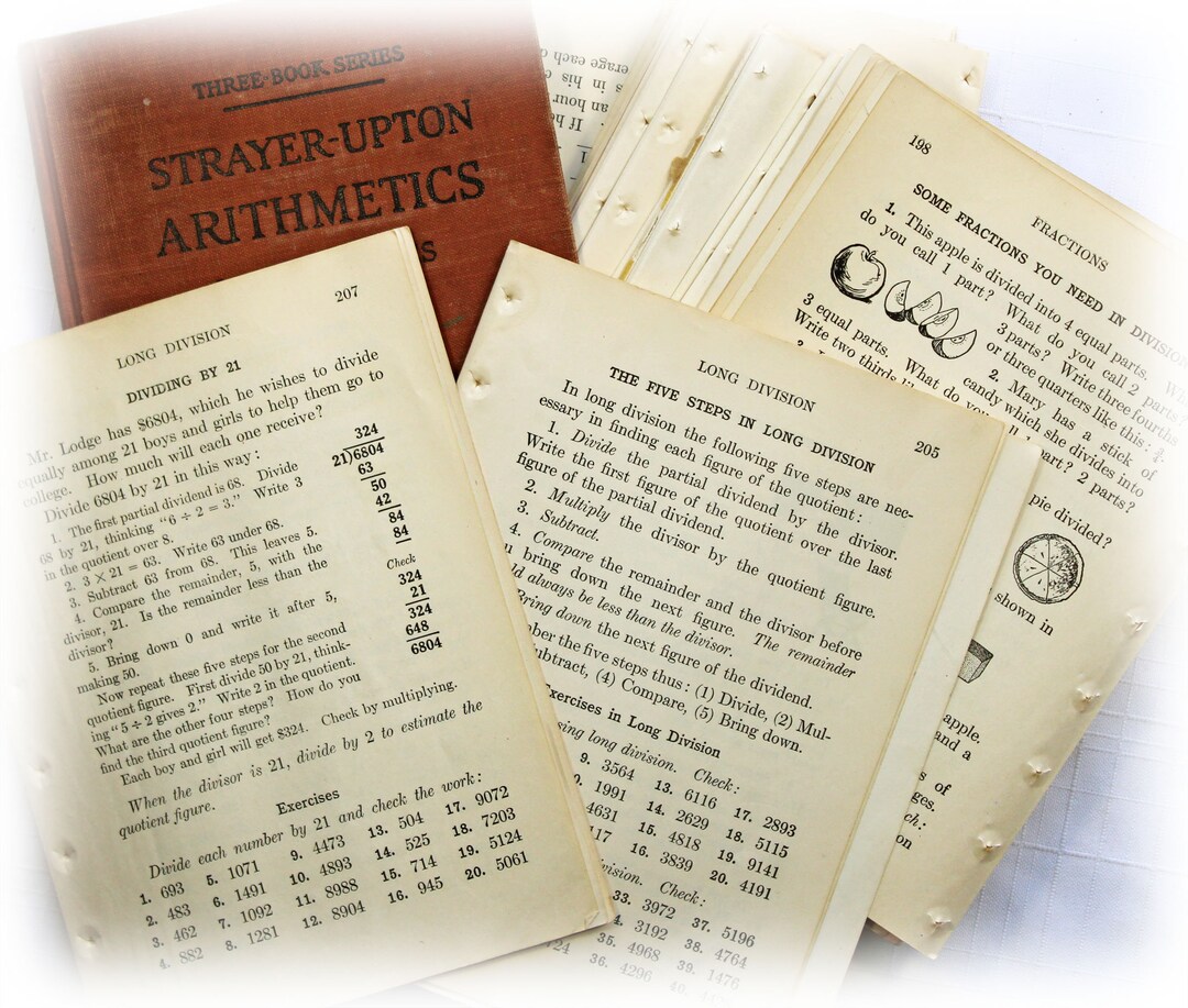 22 Antique Math Arithmetic 1920's Book Pages Papers Ephemera Collage ...