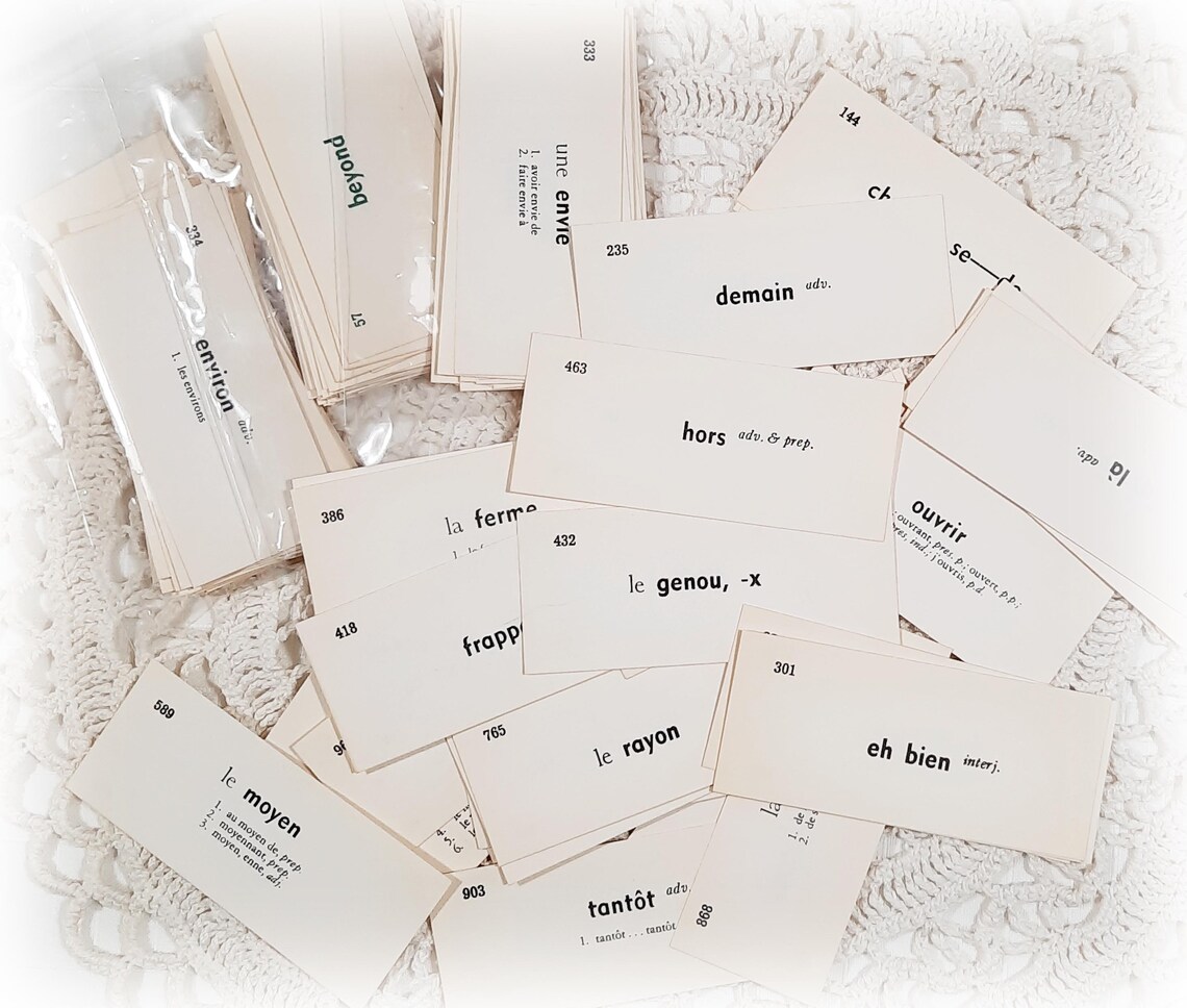 30 Vintage French Vocabulary Cards Assorted Random Set for | Etsy