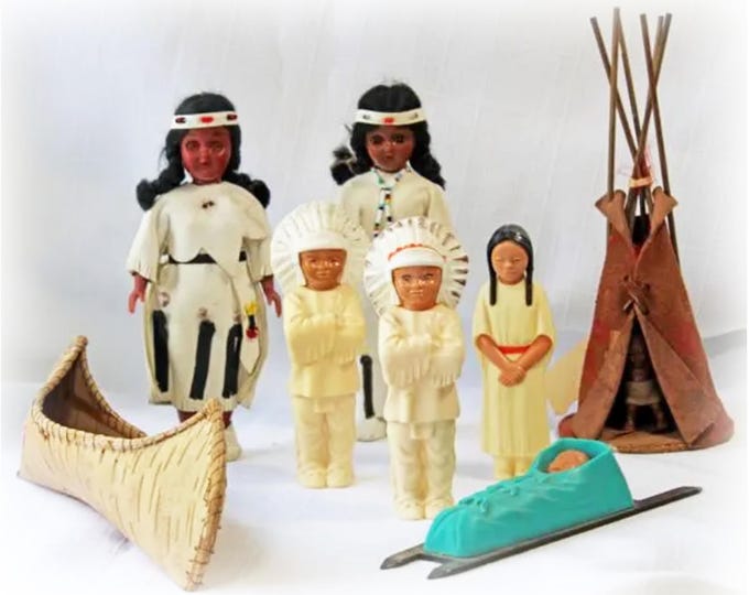 Vintage Plastic Leather Native American Souvenirs Toys Papoose Warrior ...