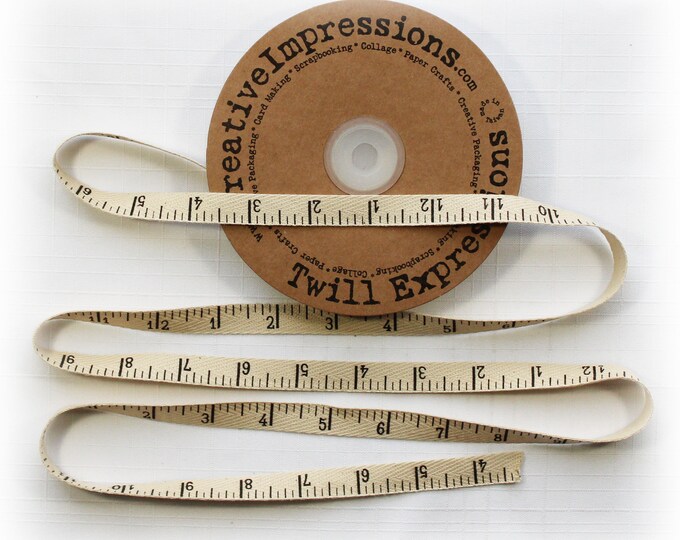 Twill Ruler Print Tape Measuring 12 Inch Fabric Cotton Ribbon Cream ...