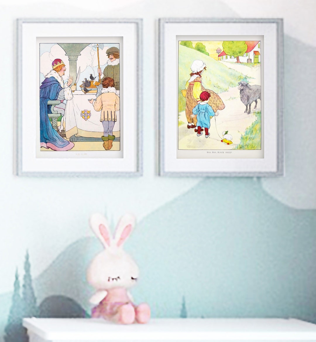 Mother Goose Book Pages Prints Nursery Rhyme Room Children Baby Wall ...