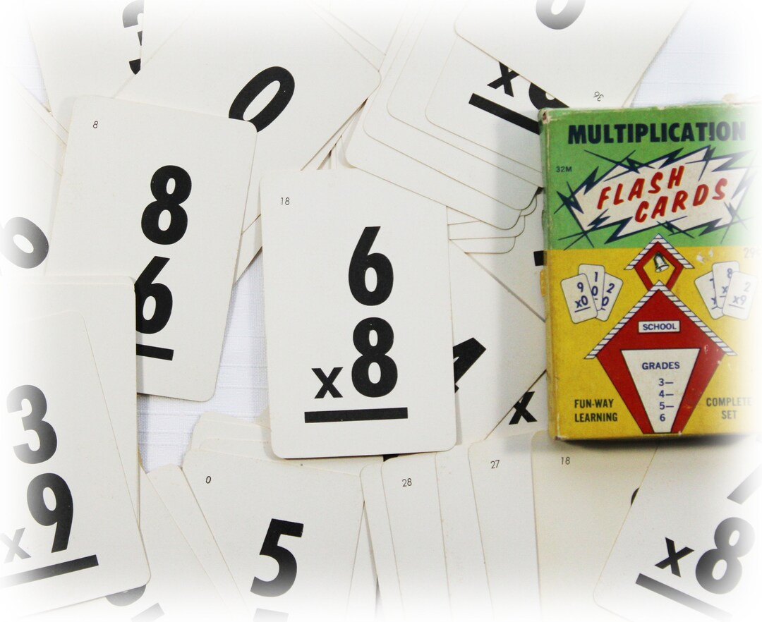 4 Vintage Faichild Multiplication Flash Cards Math Number for Junk ...