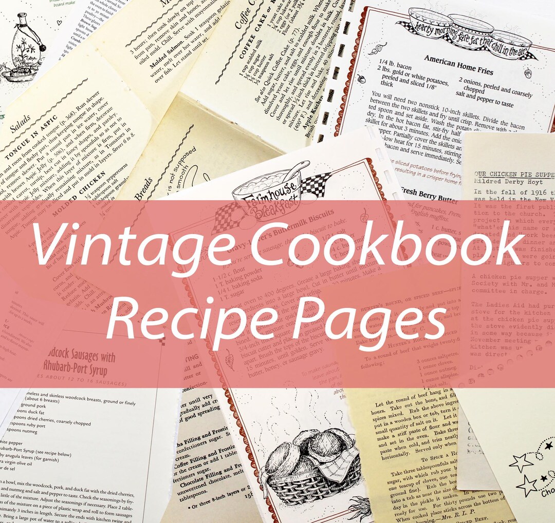 Vintage Cookbook Recipe Pages: Ephemera for Junk Journals - Etsy