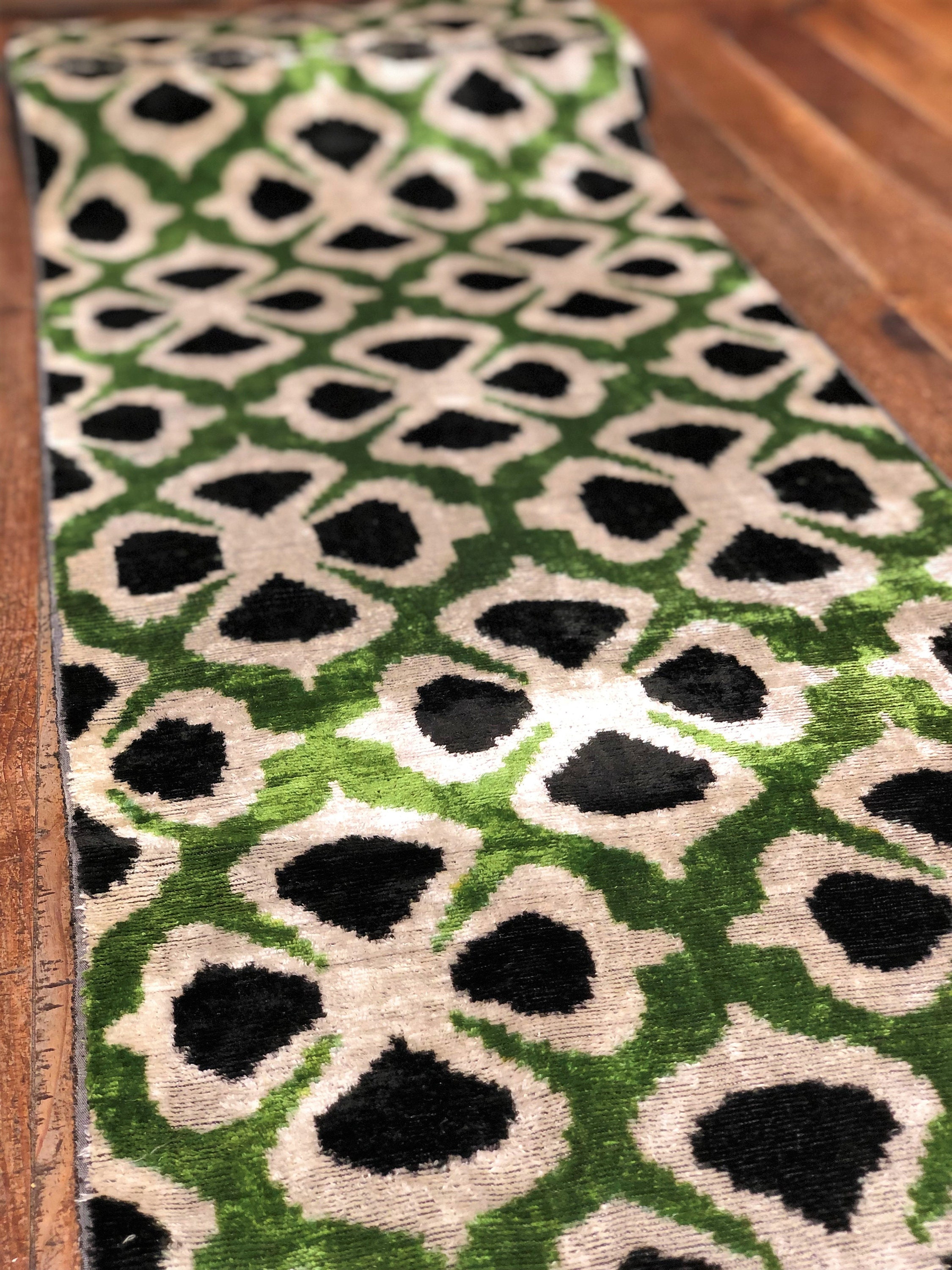 Green Ikat Fabrics by the Yard Green Velvet Ikat Fabrics - Etsy