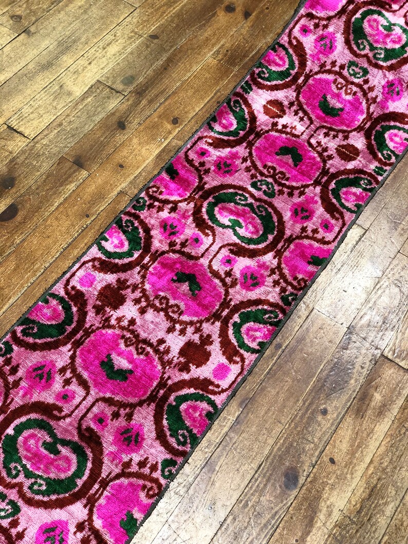 Pink Ikat Fabric by the Yard Green Velvet Ikat Fabrics - Etsy