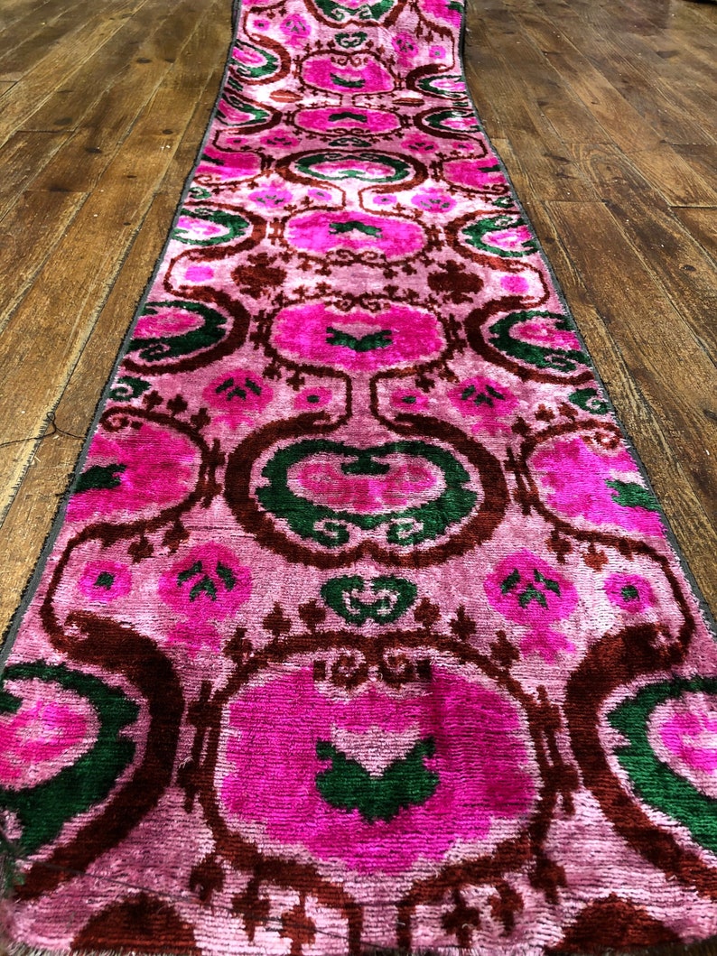 Pink Ikat Fabric by the Yard Green Velvet Ikat Fabrics - Etsy