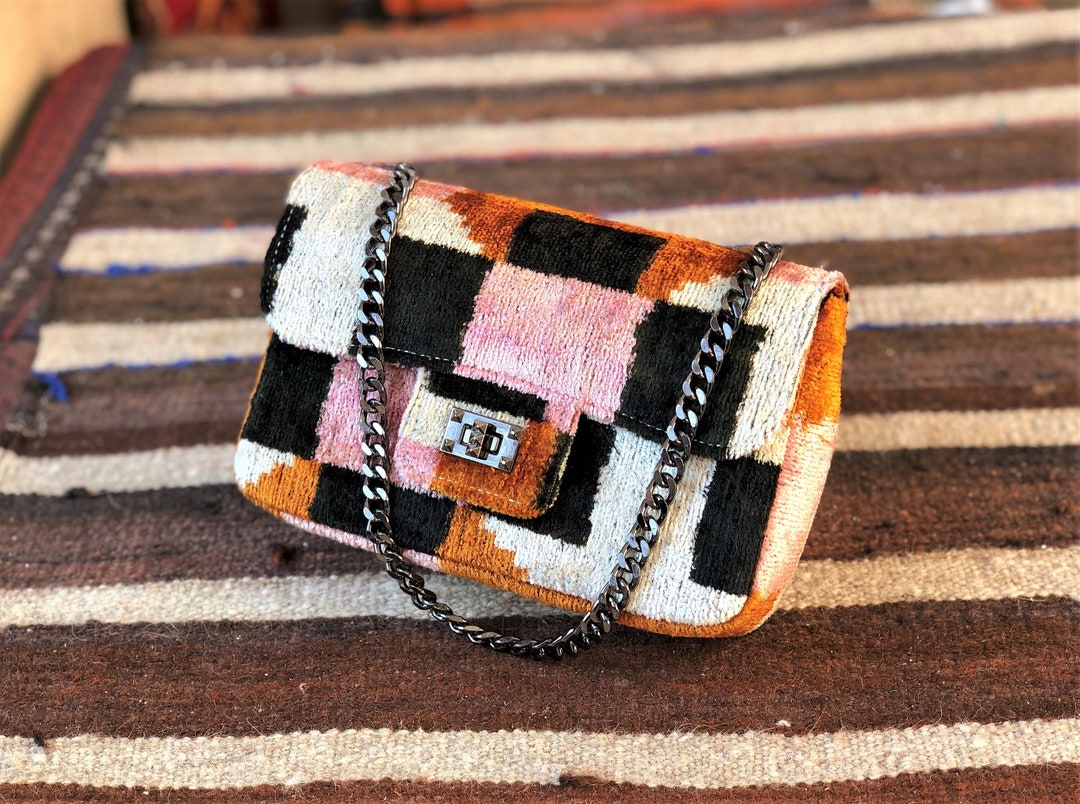 Pink Ikat Coco Bag, Pink Velvet Ikat Bags, Brown Coco Bags, Crossbody Bags, Ikat Clutch Bags ...