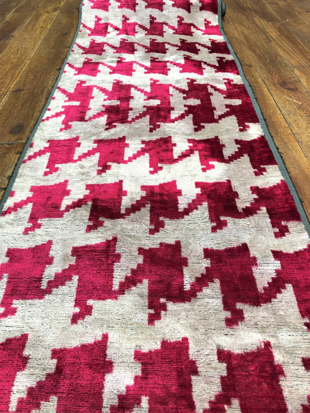 Red Velvet Ikat Fabrics, Ikat Fabrics by the Yard, Red Silk Ikat Fabric ...