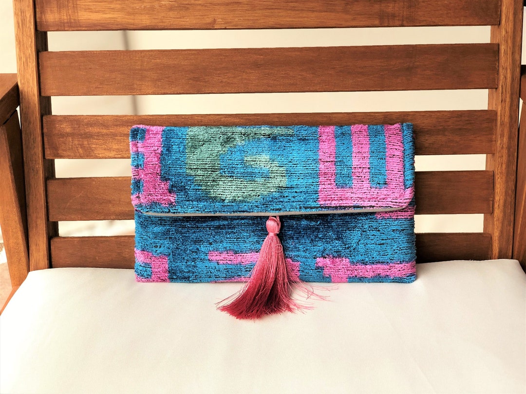 Blue Ikat Clutch Bag, Pink Ikat Clutch Bag, Blue Ikat Bag, Evening Bag ...