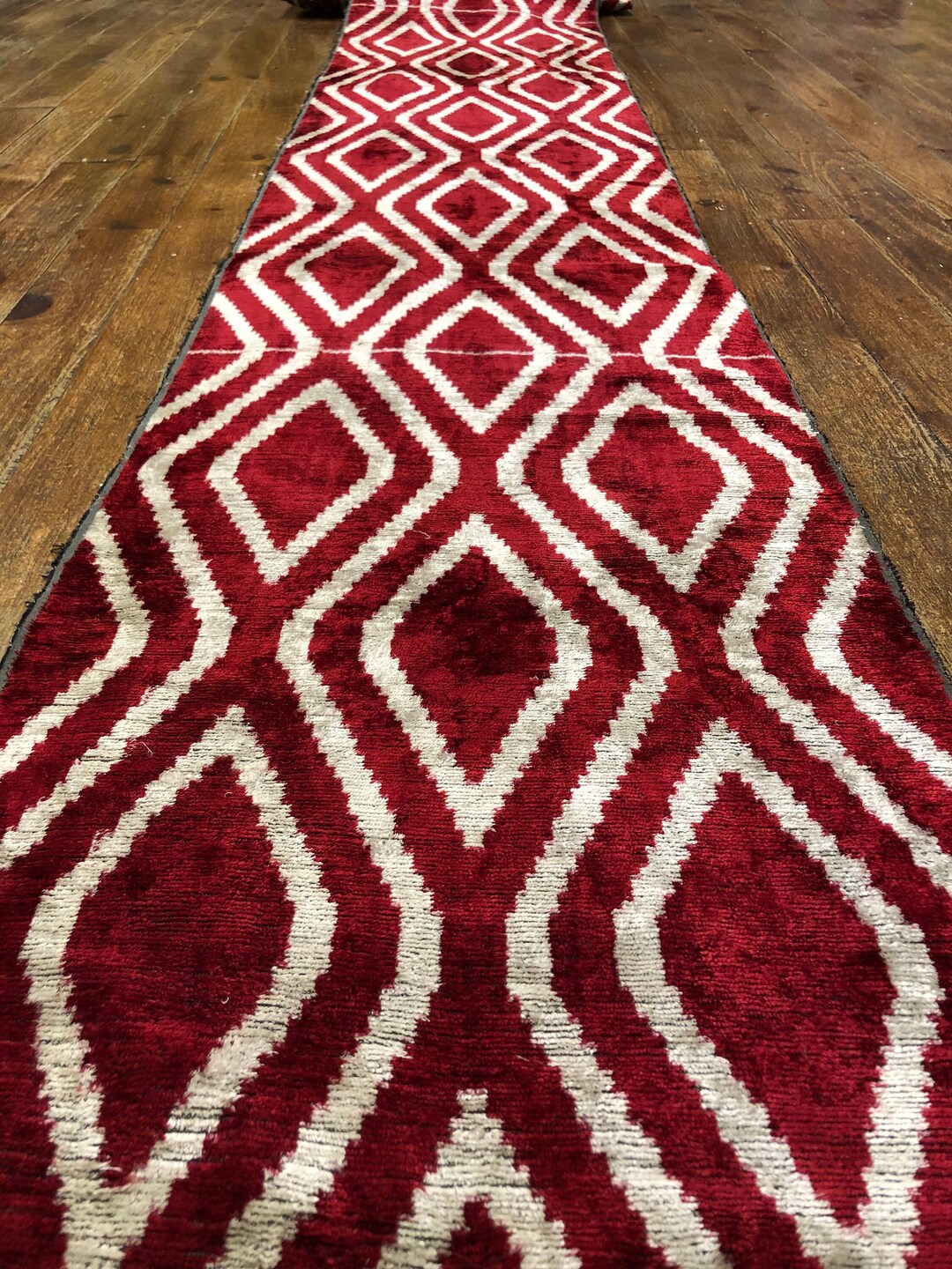 Red Ikat Fabrics by the Yard, Red Velvet Ikat Fabrics, Silk Velvet Ikat ...