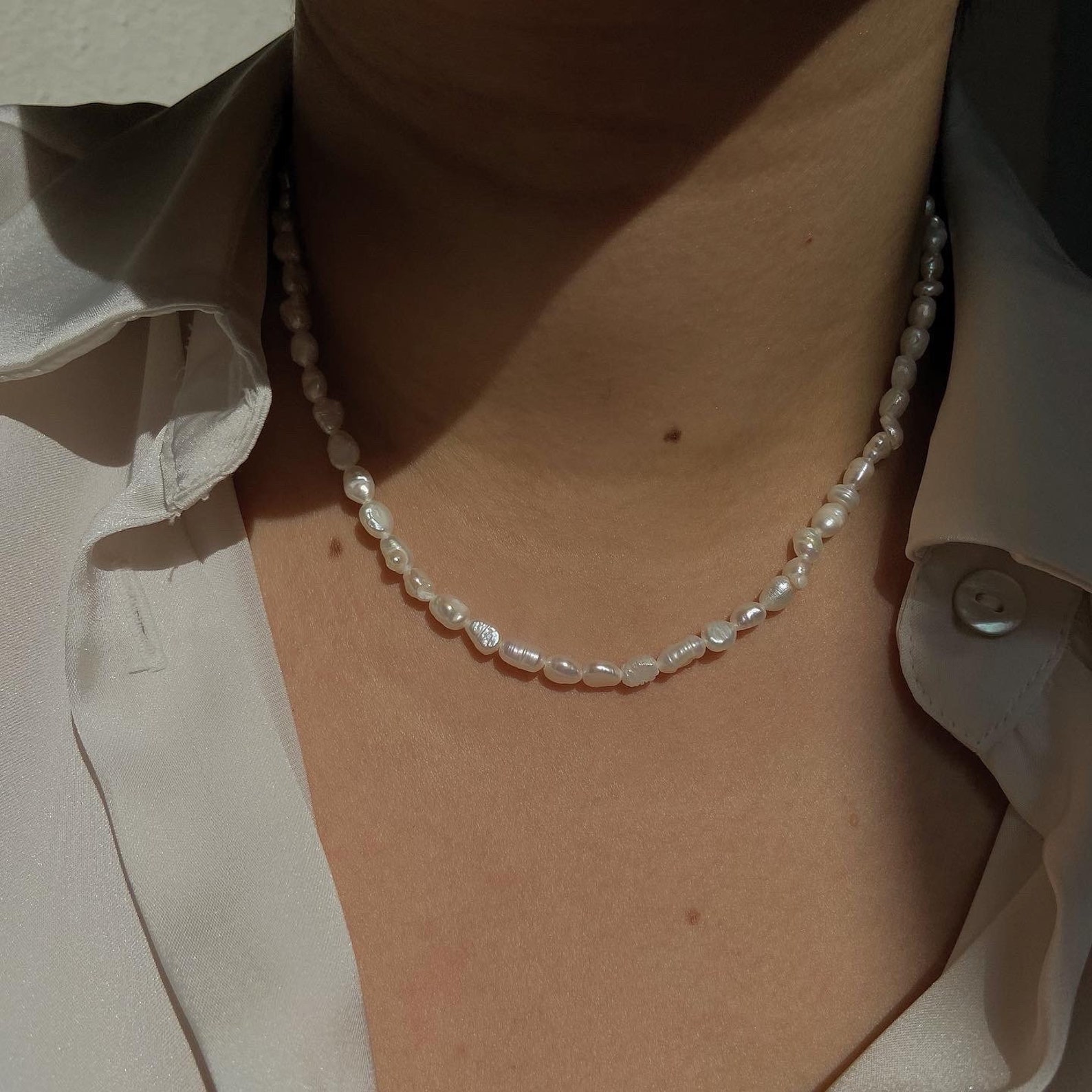 Pearl Necklace, Tiny Pearl Necklace, Freshwater Pearls, Keshi Pearls - Etsy