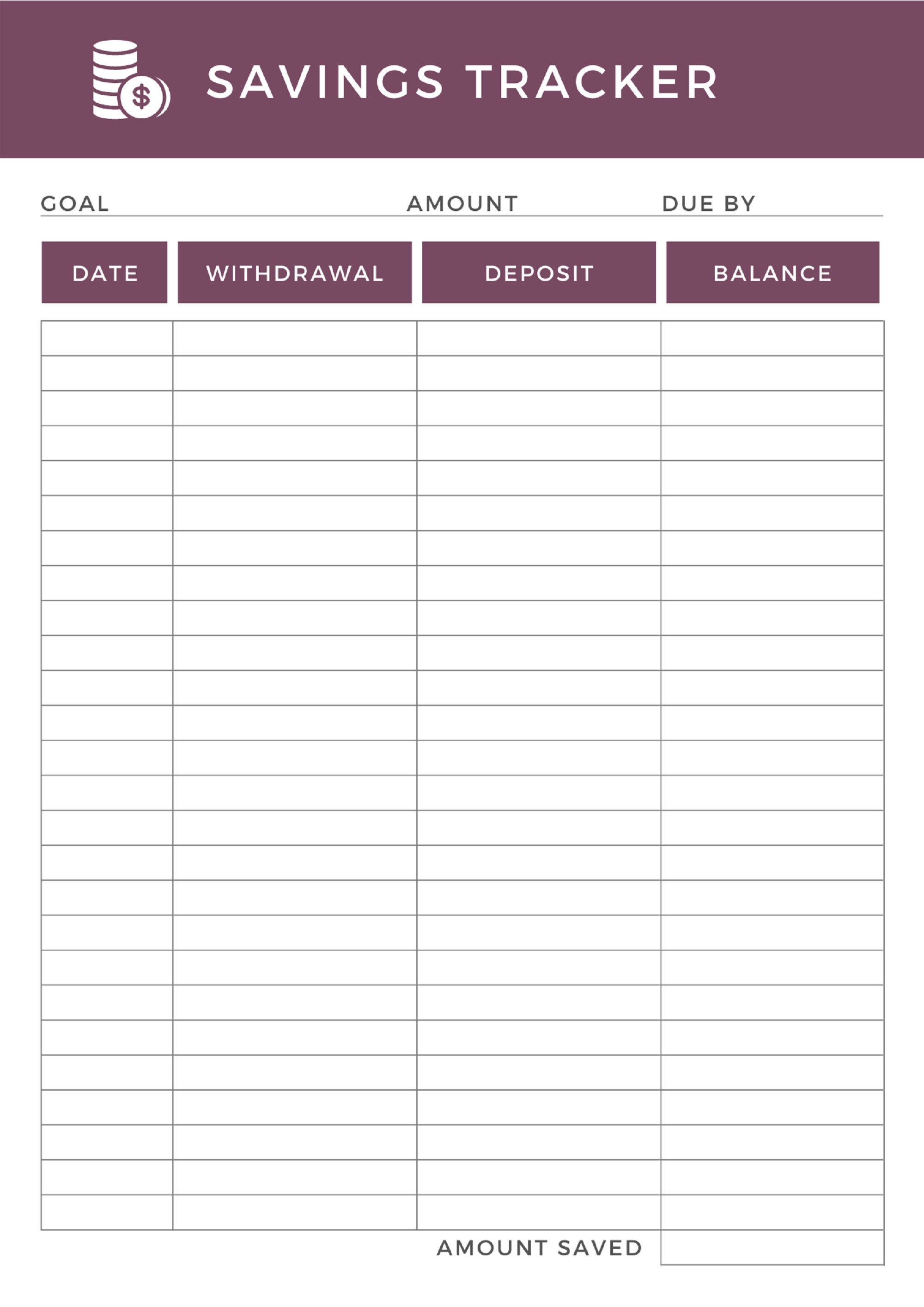 Savings Tracker Planner Printable Money Tracker Printable Budget ...