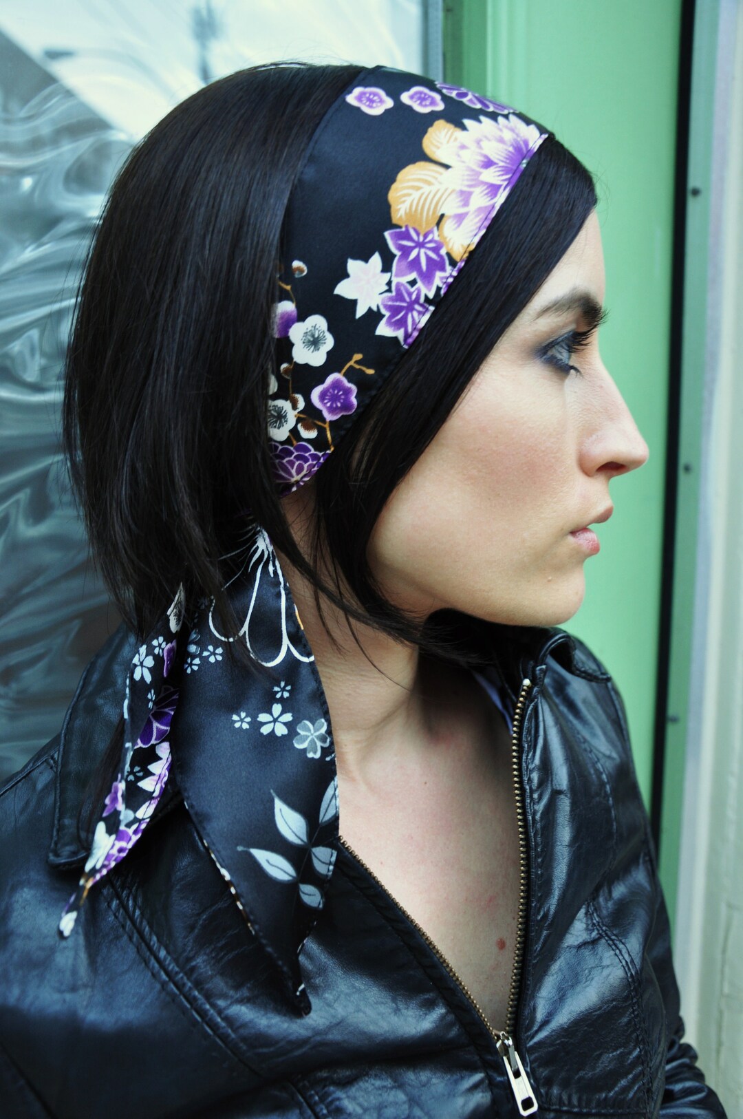 Taffeta Embroidery Scarf Headband - Etsy